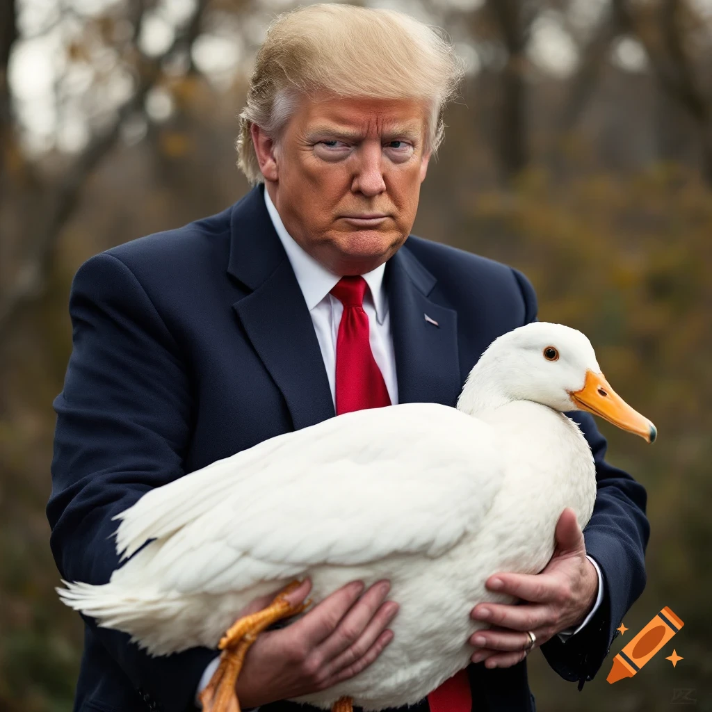Donald Trump holding a duck on Craiyon