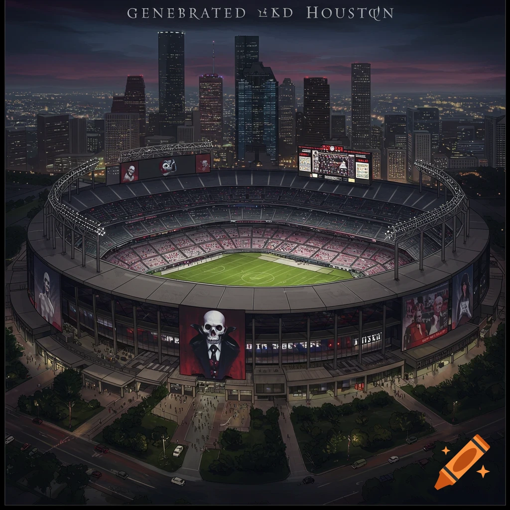 Vampire-themed indoor arena stadium in Houston with 43,000 seats on Craiyon