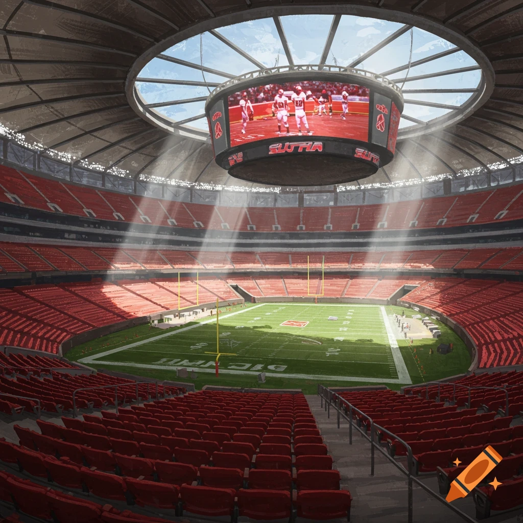 Soccer stadium with rainbow structure on Craiyon