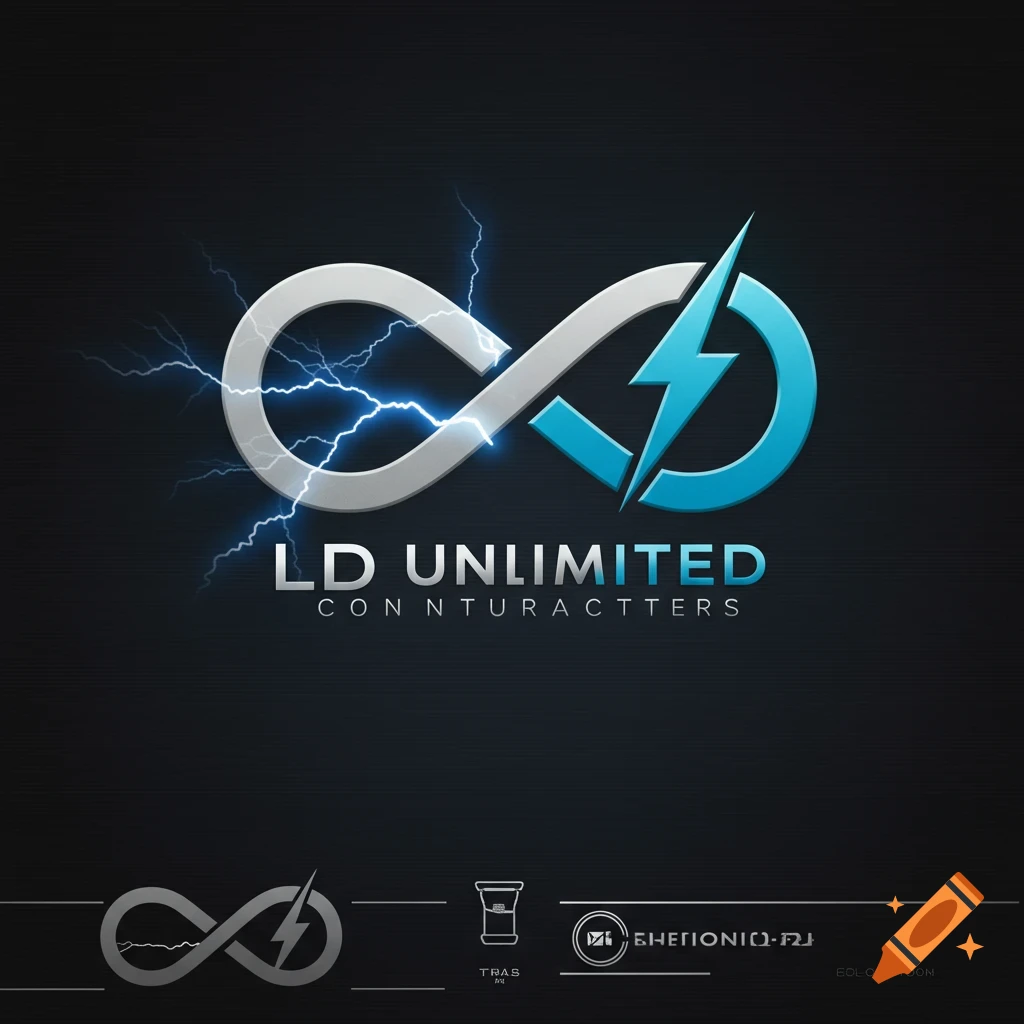 LD Unlimited Contractors logo with infinity symbol and lightning bolt ...