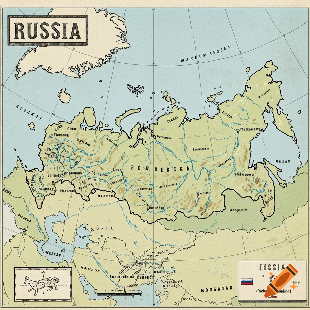 Russia Map With Cities And Rivers The European Part Of The Russian