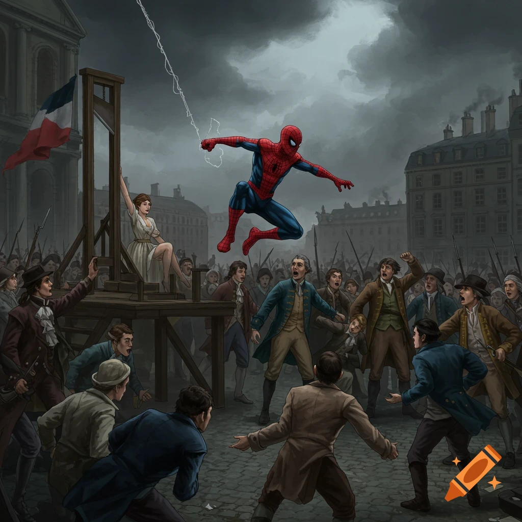 Spider-Man saving Sydney Carton from execution during the French ...