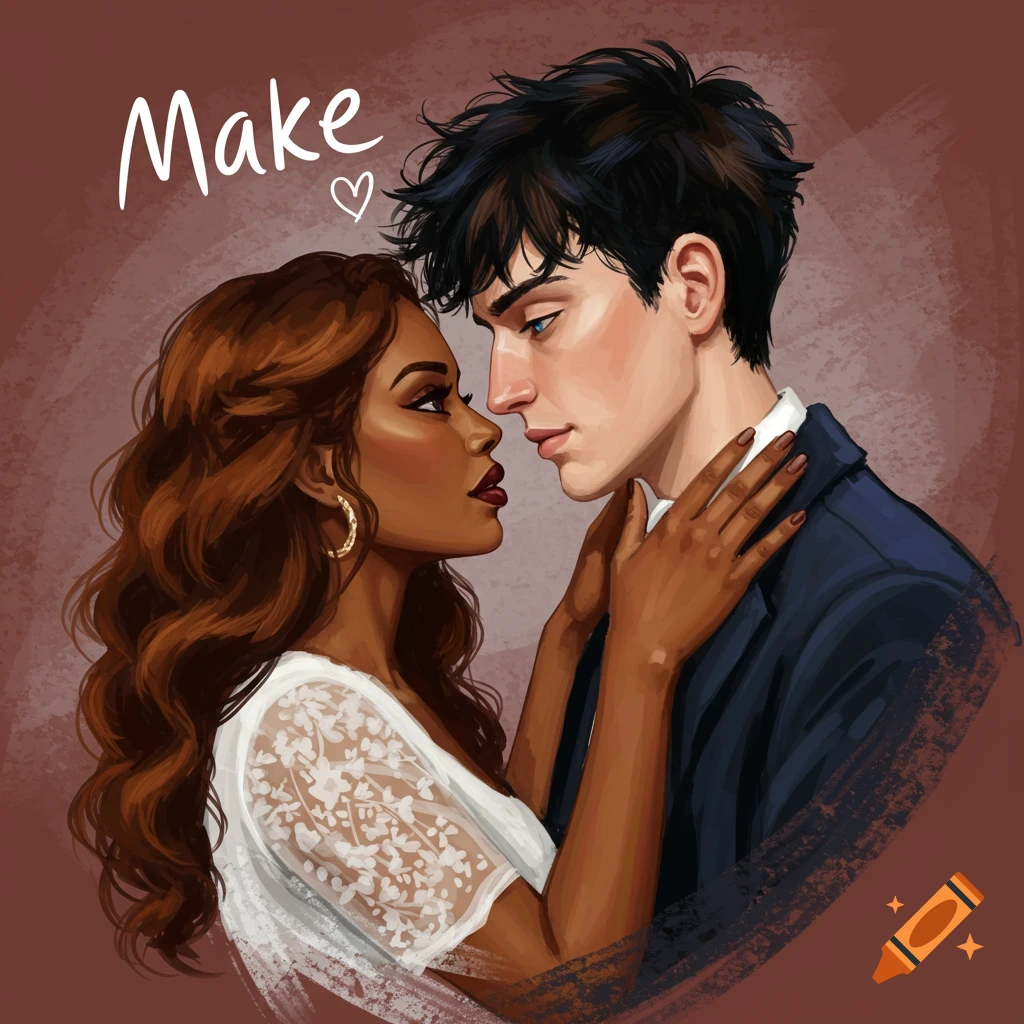 Brown-skinned woman in white dress and white man holding each other ...