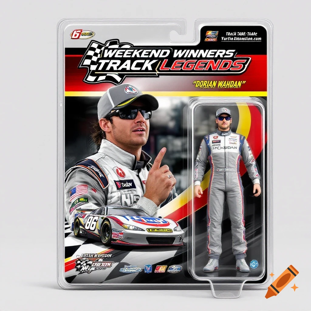 Dorian Wahdan action figure packaging with racing suit and #06w car on ...