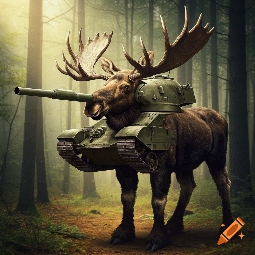 Moose fused with tank on Craiyon