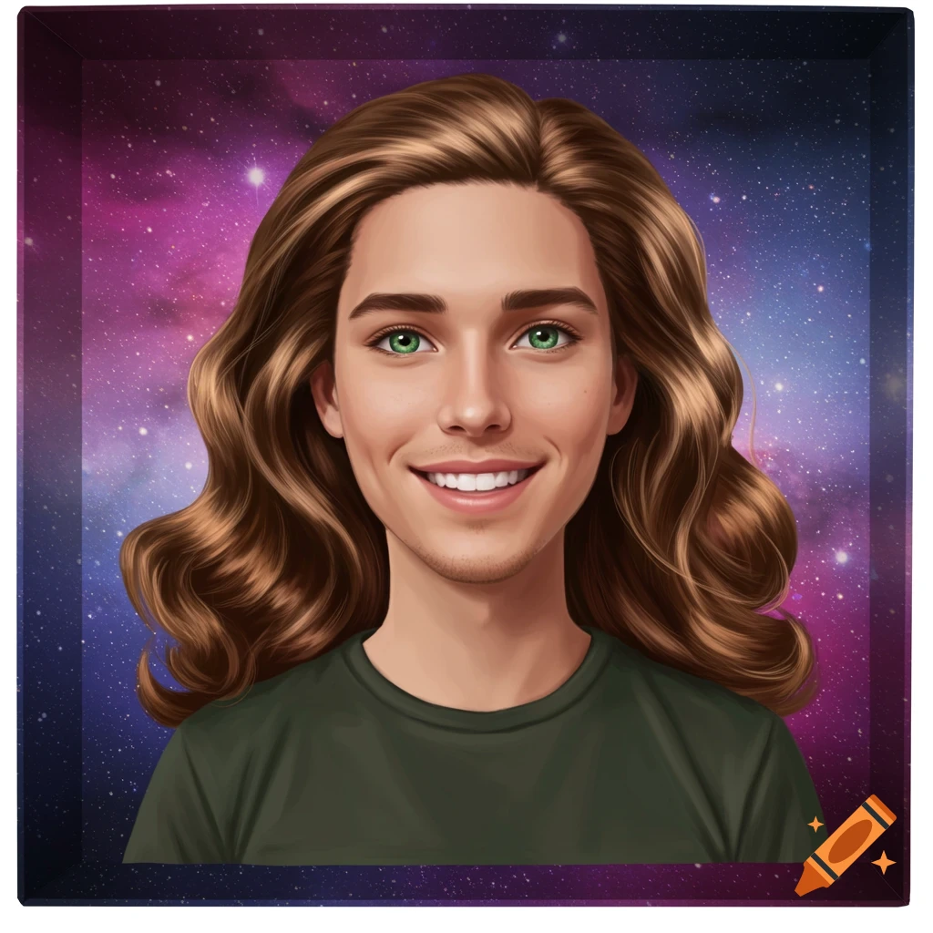 Barbie doll with long brown hair, green eyes, in galaxy-themed box on ...