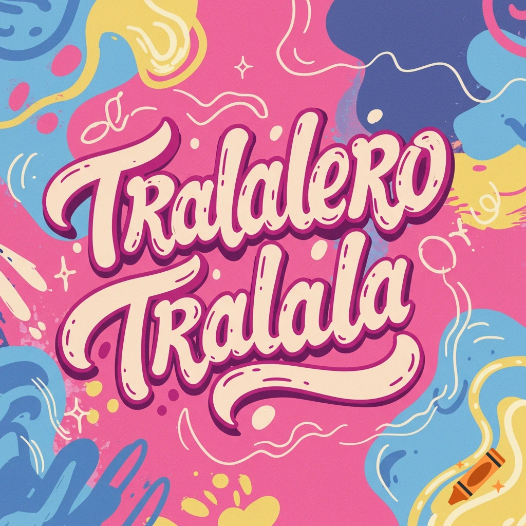 Stylized text TRALALERO TRALALA on a colorful abstract background. on Craiyon