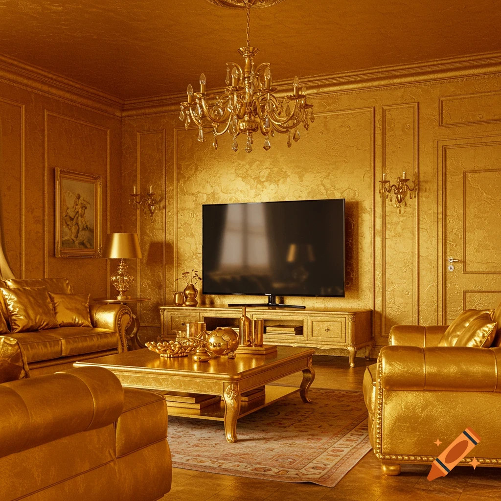 Gold TV in a gold room with PBR can present. PBR can probably means ...