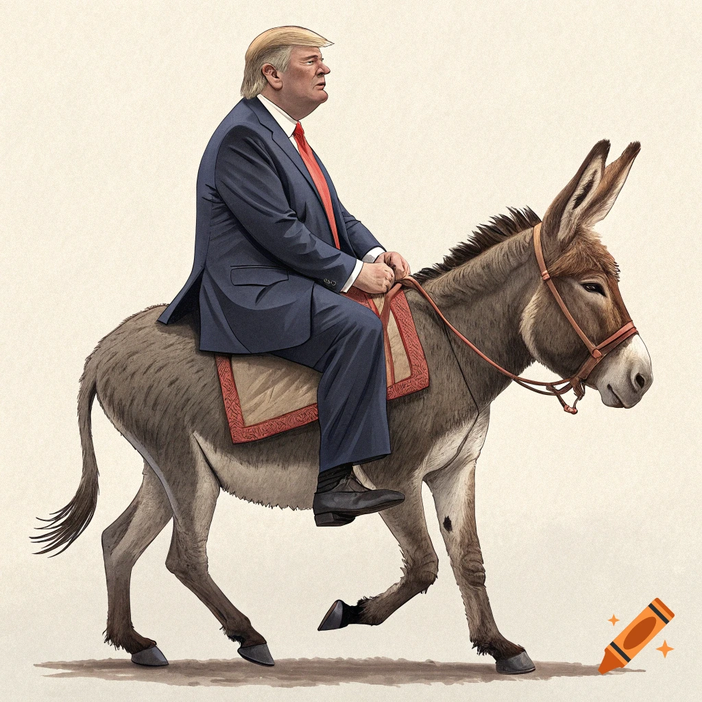 Satirical Illustration of Trump Riding a Horse created on Craiyon