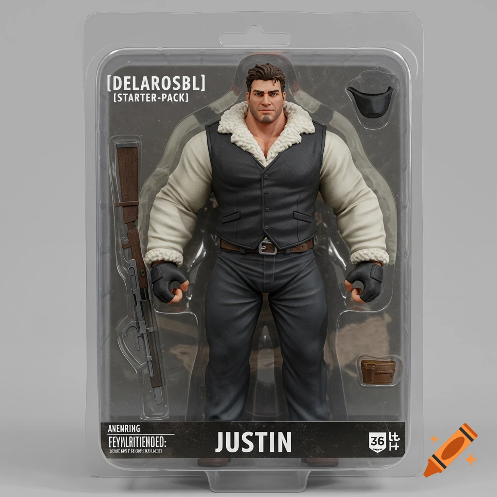 3D figurine of Justin in blister pack, DELAROSBIL STARTER-PACK, man ...