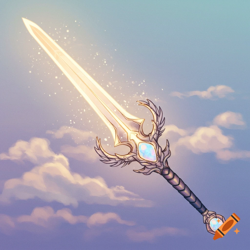 Illustration of a light dragon sword on Craiyon