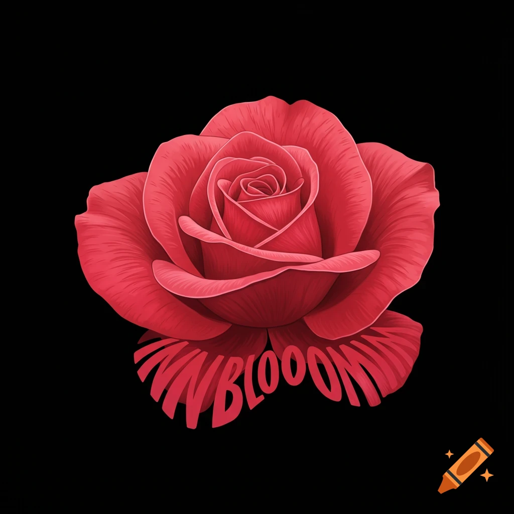 Flower outlined in In.bloom font Lily Script One on Craiyon