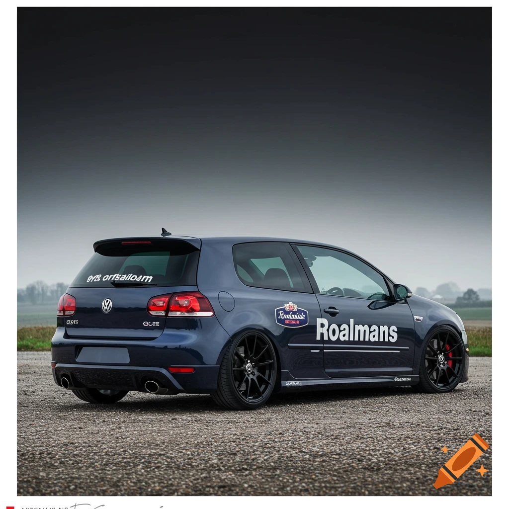 MK6 GTI with Roadside Rothmans livery on gravel road on Craiyon