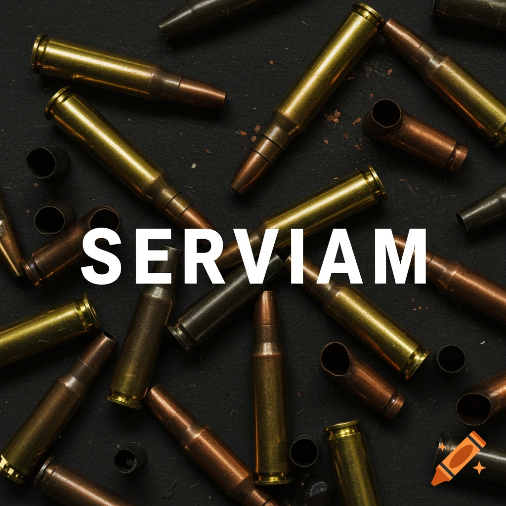 Spent shell casings with the word "Serviam" on Craiyon