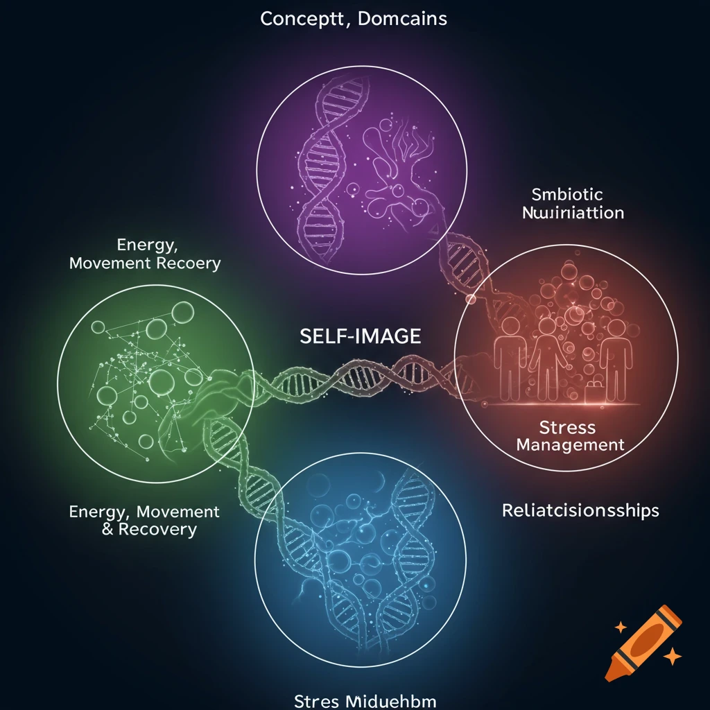 Concept art of 'Self-Image' surrounded by Energy, Nutrition, Stress ...