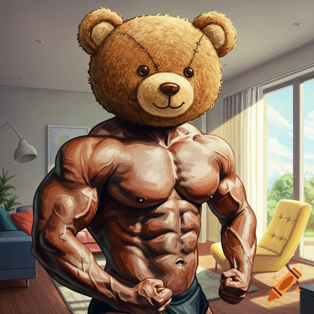 Muscular teddy bear on Craiyon
