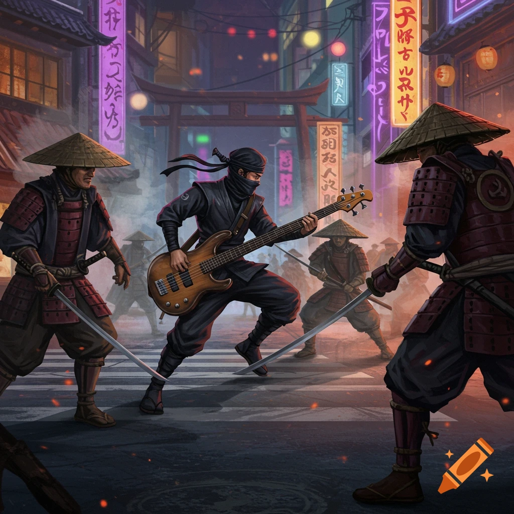 Ninja jumping from roof on Craiyon