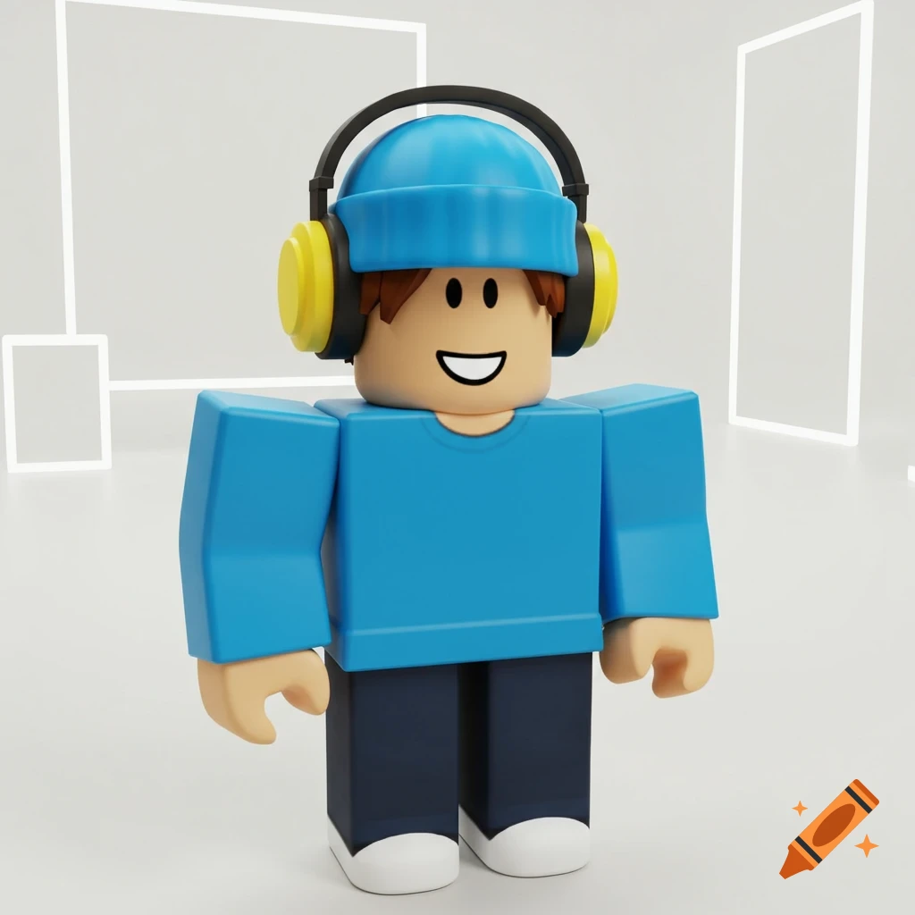 Roblox character with a beanie and headphones on Craiyon