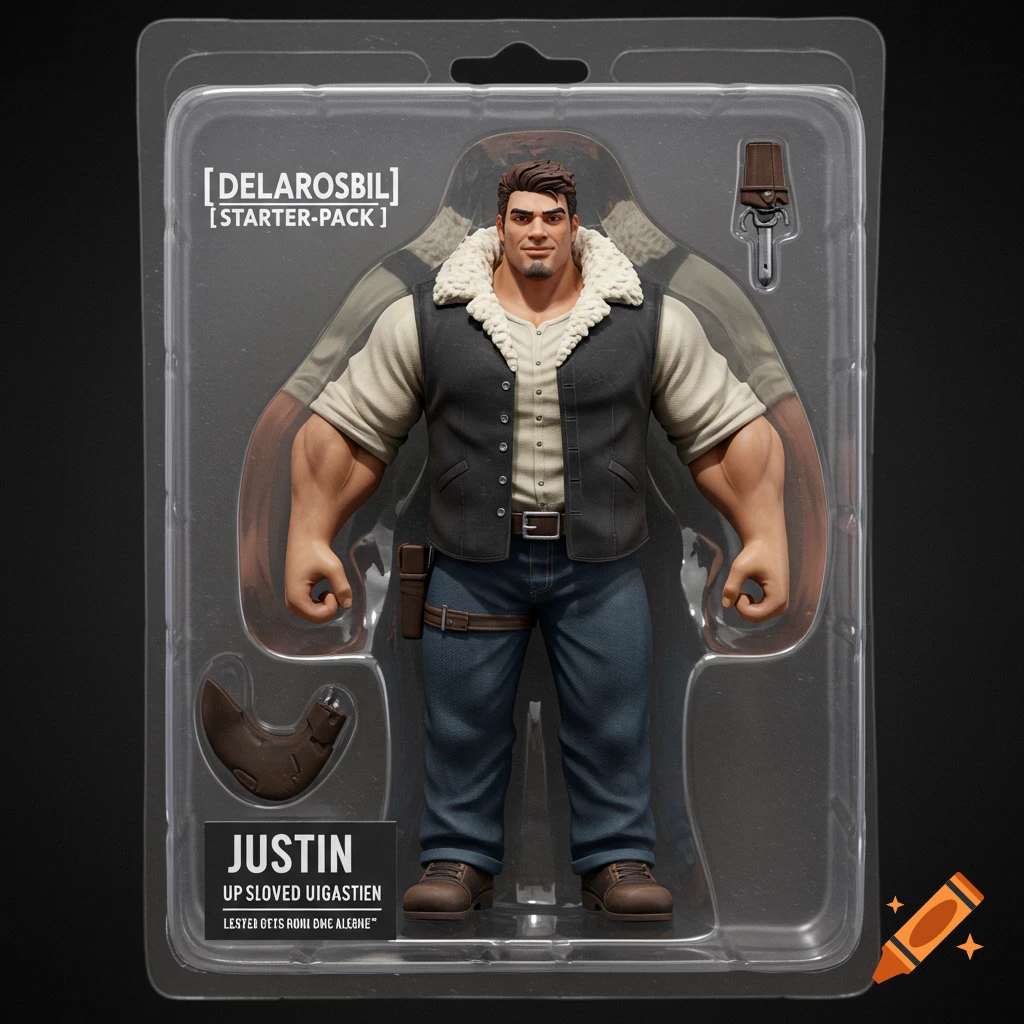 3D figurine of Justin in blister pack, DELAROSBIL STARTER-PACK, man ...