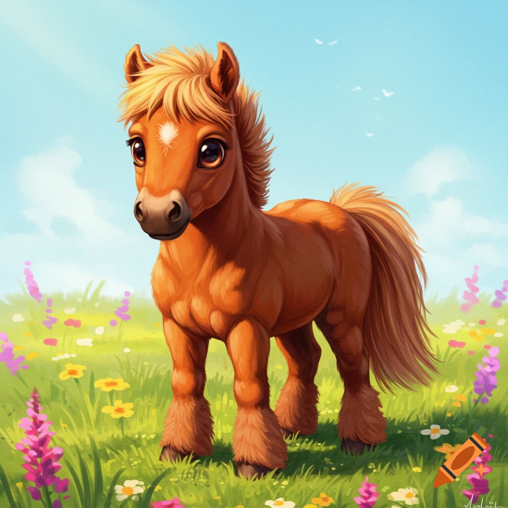 Cute Horse Cartoon Drawing