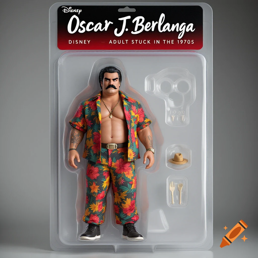 3D action figure toy of Oscar J. Berlanga in blister packaging, styled ...