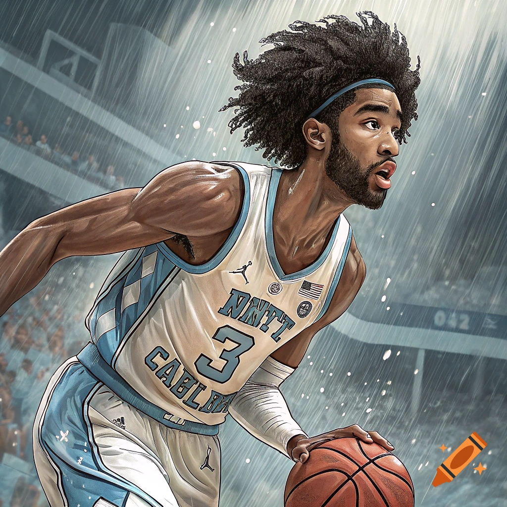 Coby White playing against the Heat on Craiyon