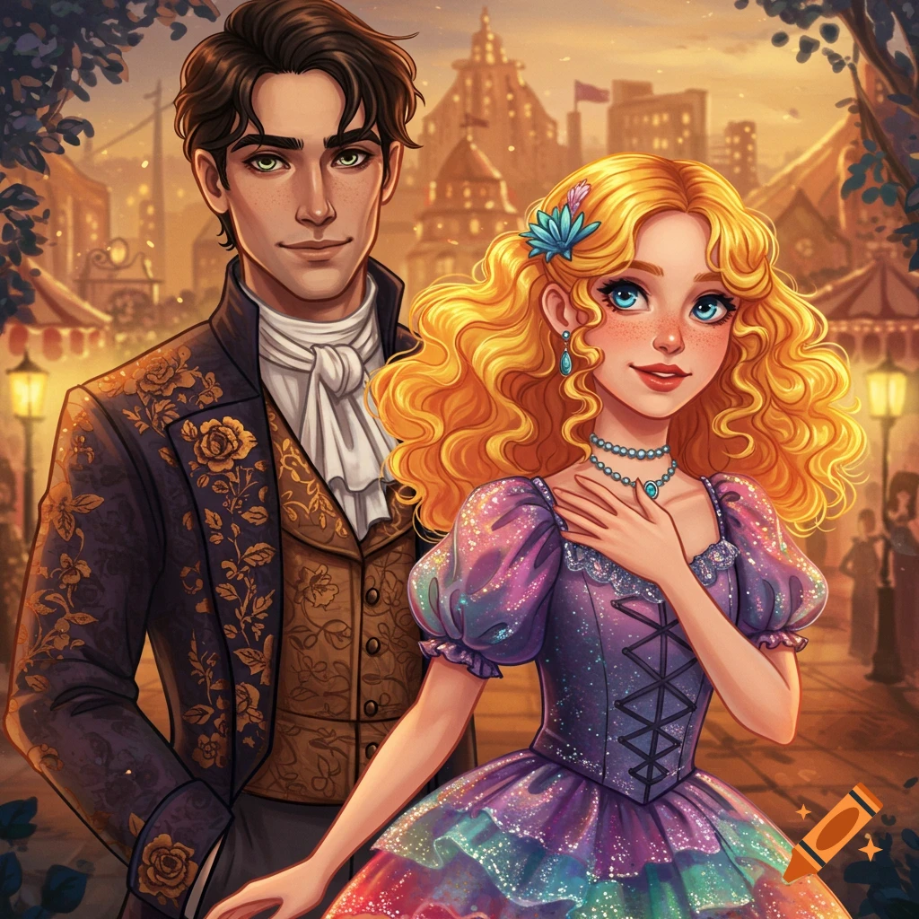 Fanart of Legend and Tella from Caraval by Stephanie Garber on Craiyon