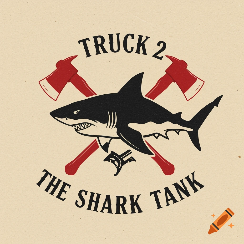 Truck 2 'The Shark Tank' fire station logo featuring a street shark ...