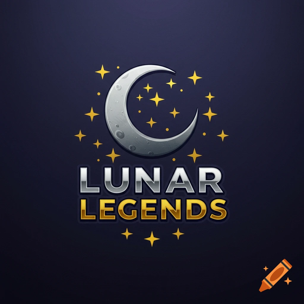Pixel art logo featuring a crescent moon and the text LUNAR STUDIOS. on Craiyon