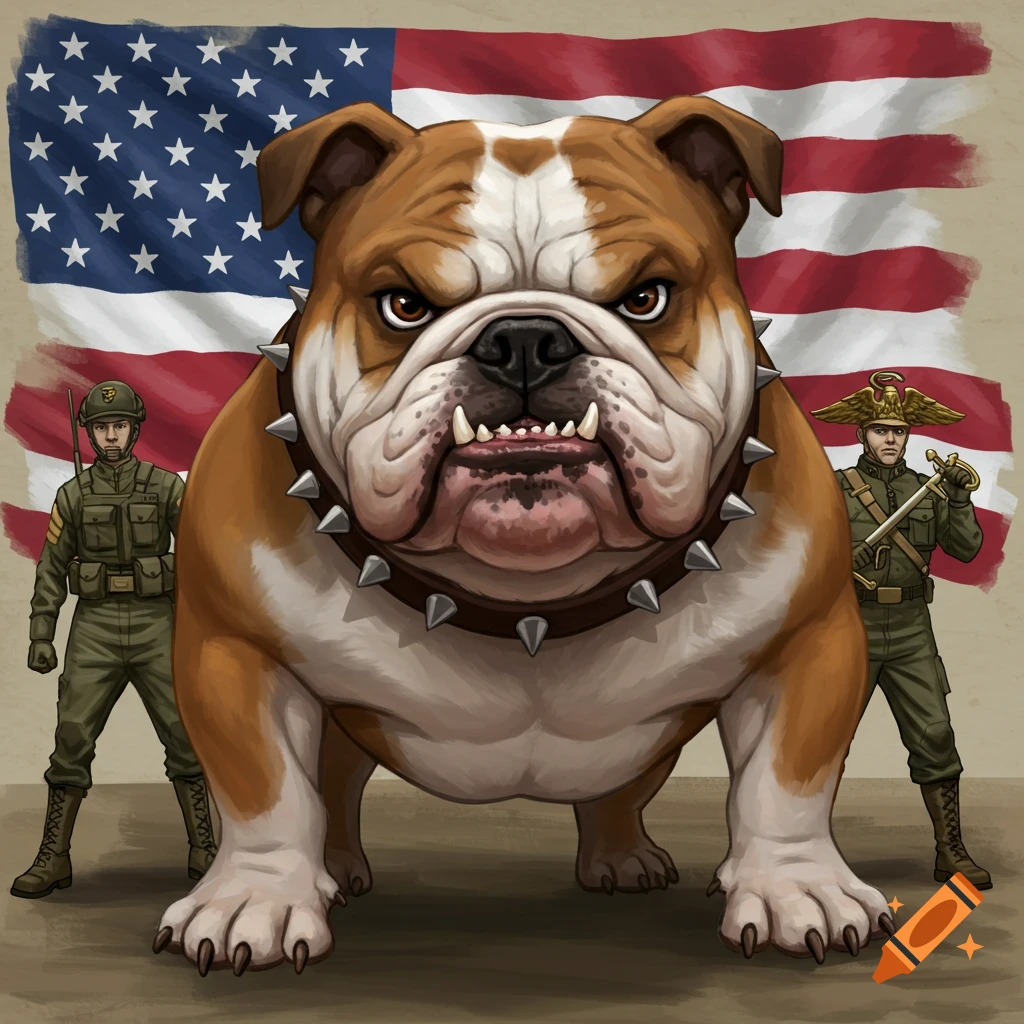 Chesty, US Marine Corps mascot, English bulldog snarling on Craiyon