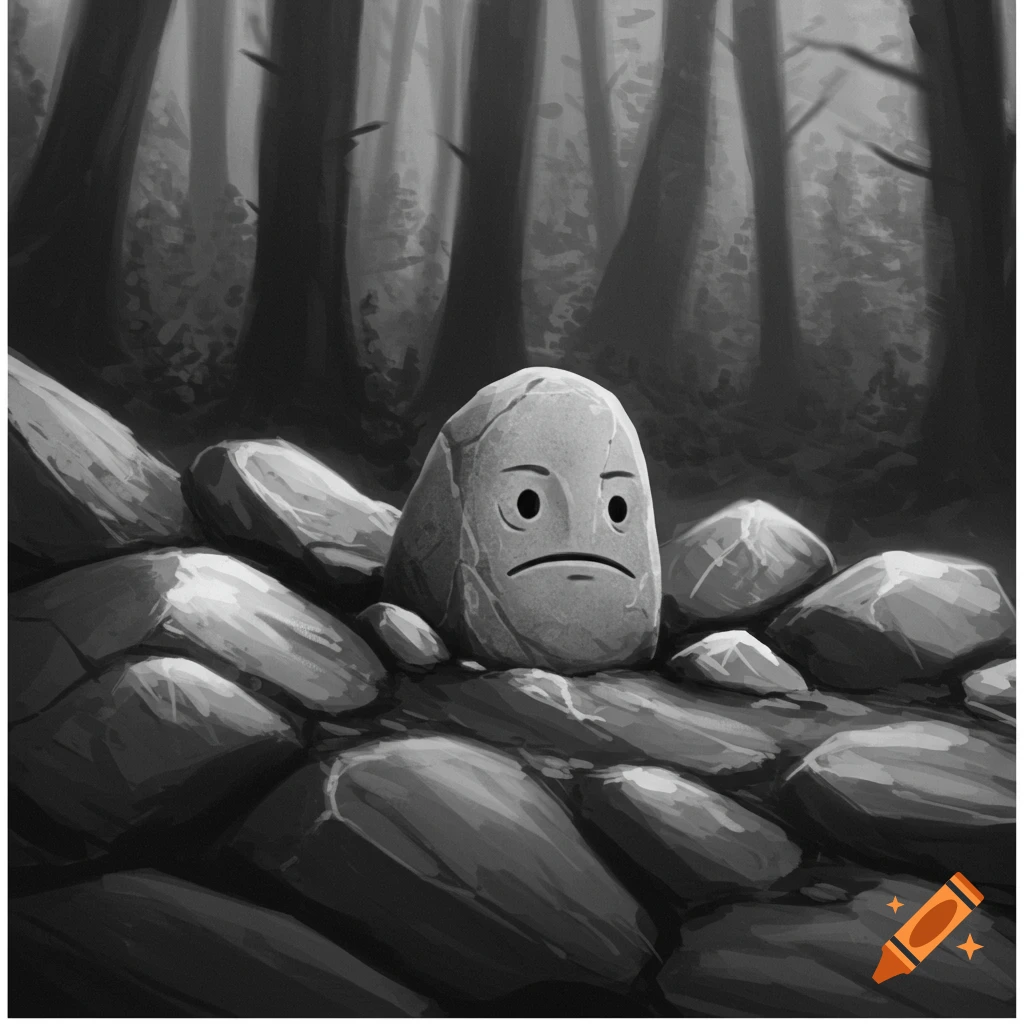 Black And White Cartoon Rock