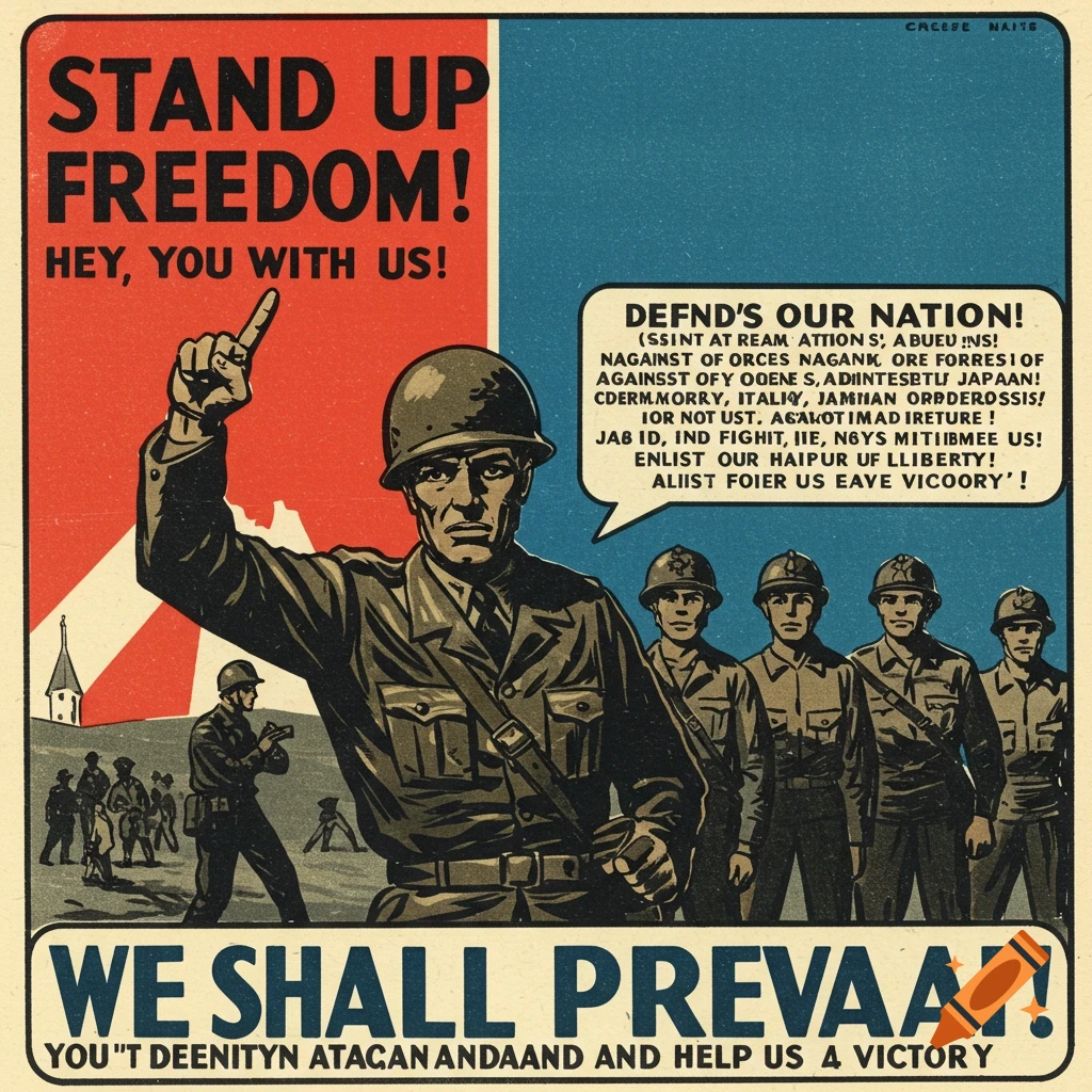 World War 2 propaganda poster urging Americans to stand up for freedom ...