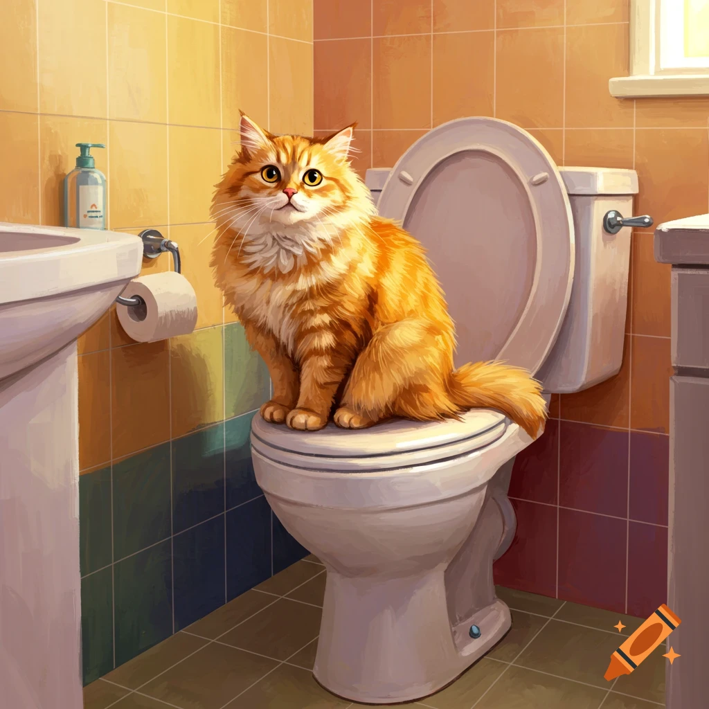 Cartoon Creature Sitting on a Toilet created on Craiyon