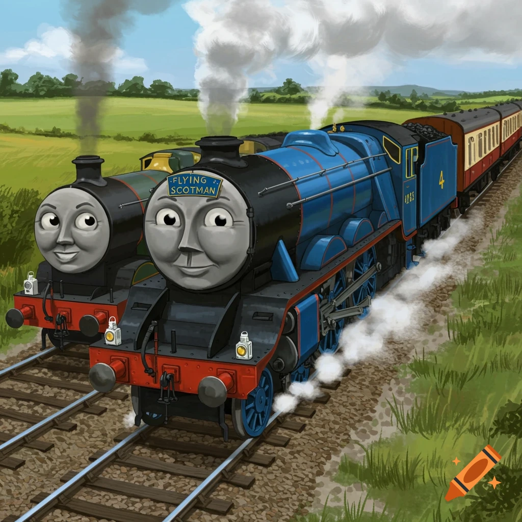 Flying Scotsman engine with Gordon the big engine on Craiyon