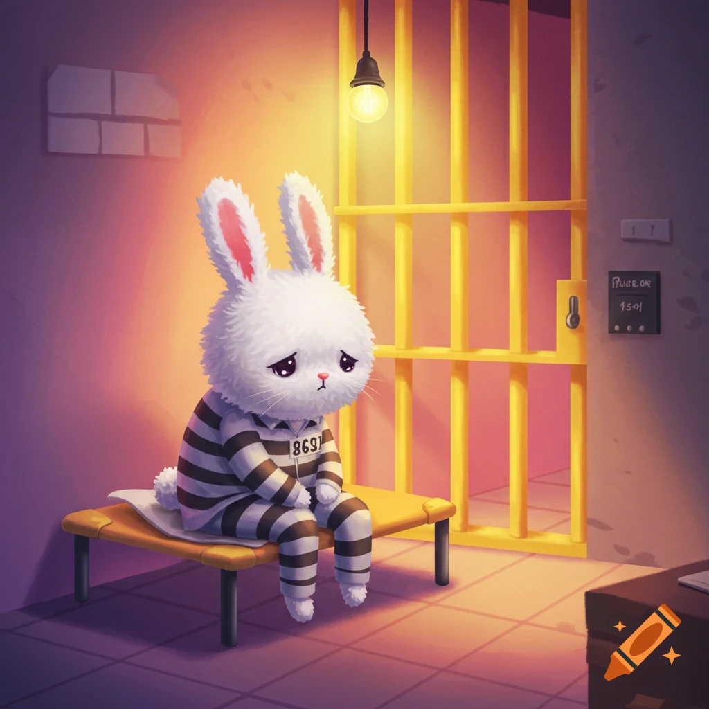 Bunny in jail on Craiyon