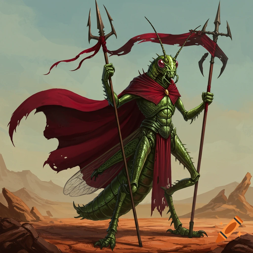 A character in green and gold biological sci-fi armor stands holding a ...