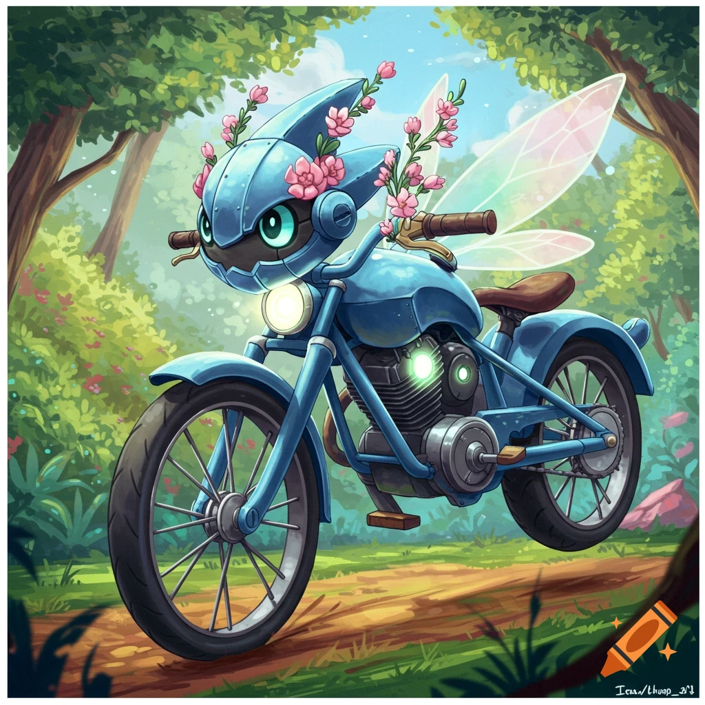 Steel/fairy type Pokémon based on bicycles and motorcycles on Craiyon