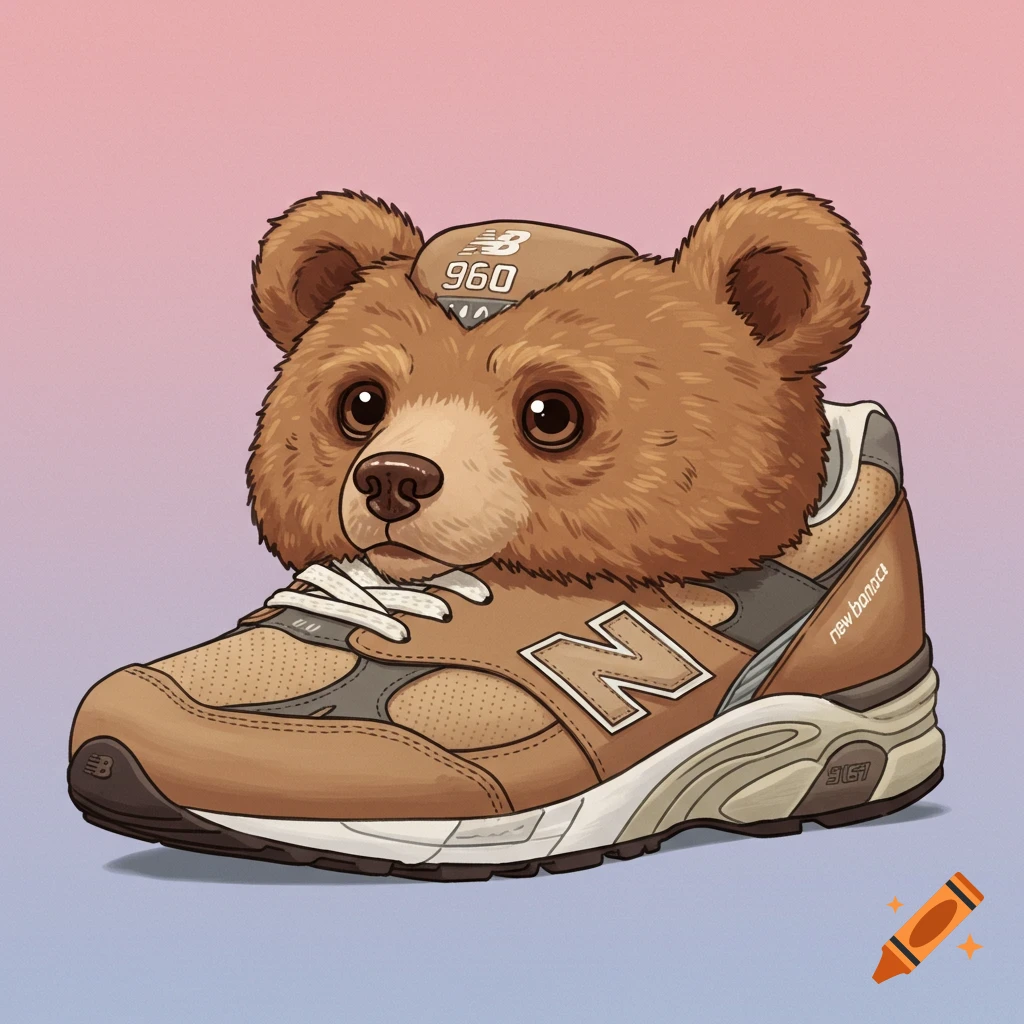 A bear head on a New Balance sneaker on Craiyon