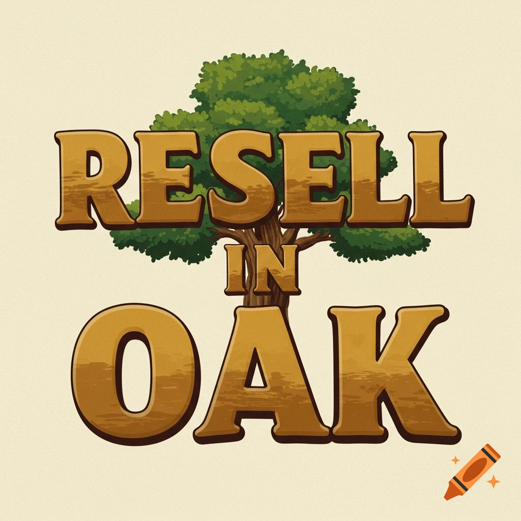 Resell in Oak logo with tree background on Craiyon