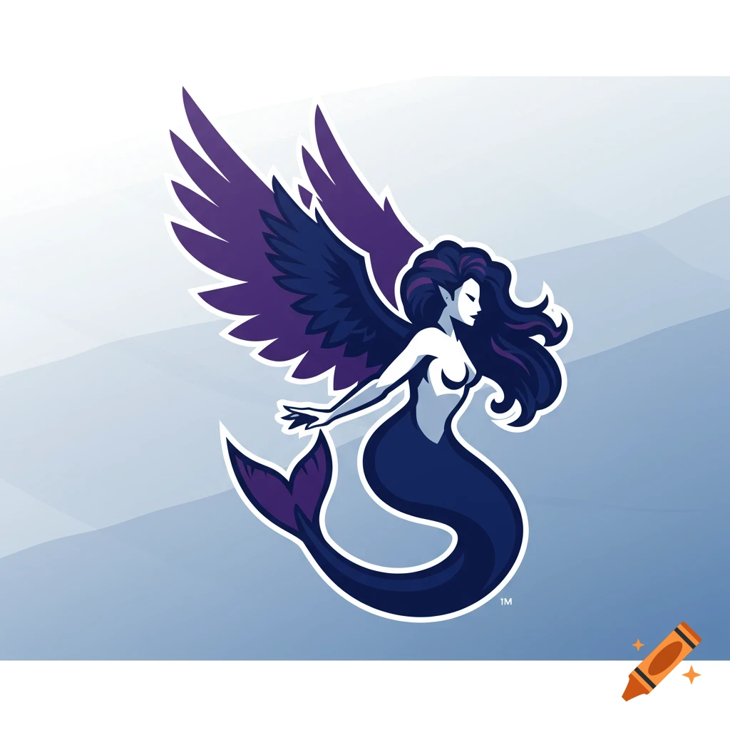 Vergennes University Sirens primary mark logo with purple, navy blue ...