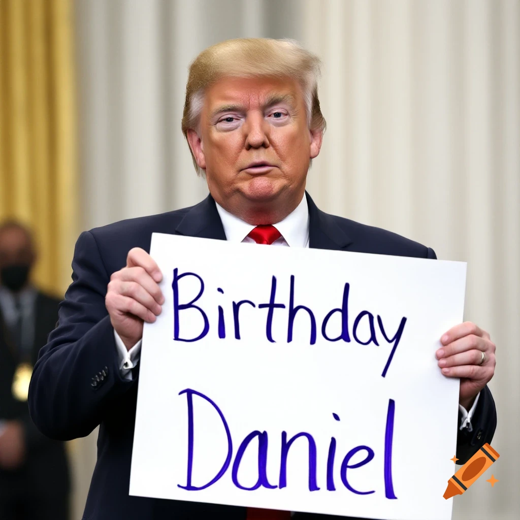 Donald Trump holding birthday sign on Craiyon