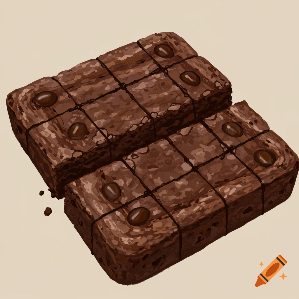 Brownie square cut into 17 equal pieces on Craiyon