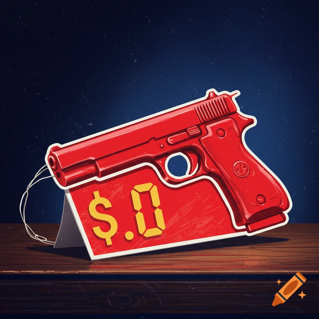 Price tag shaped like a gun on Craiyon