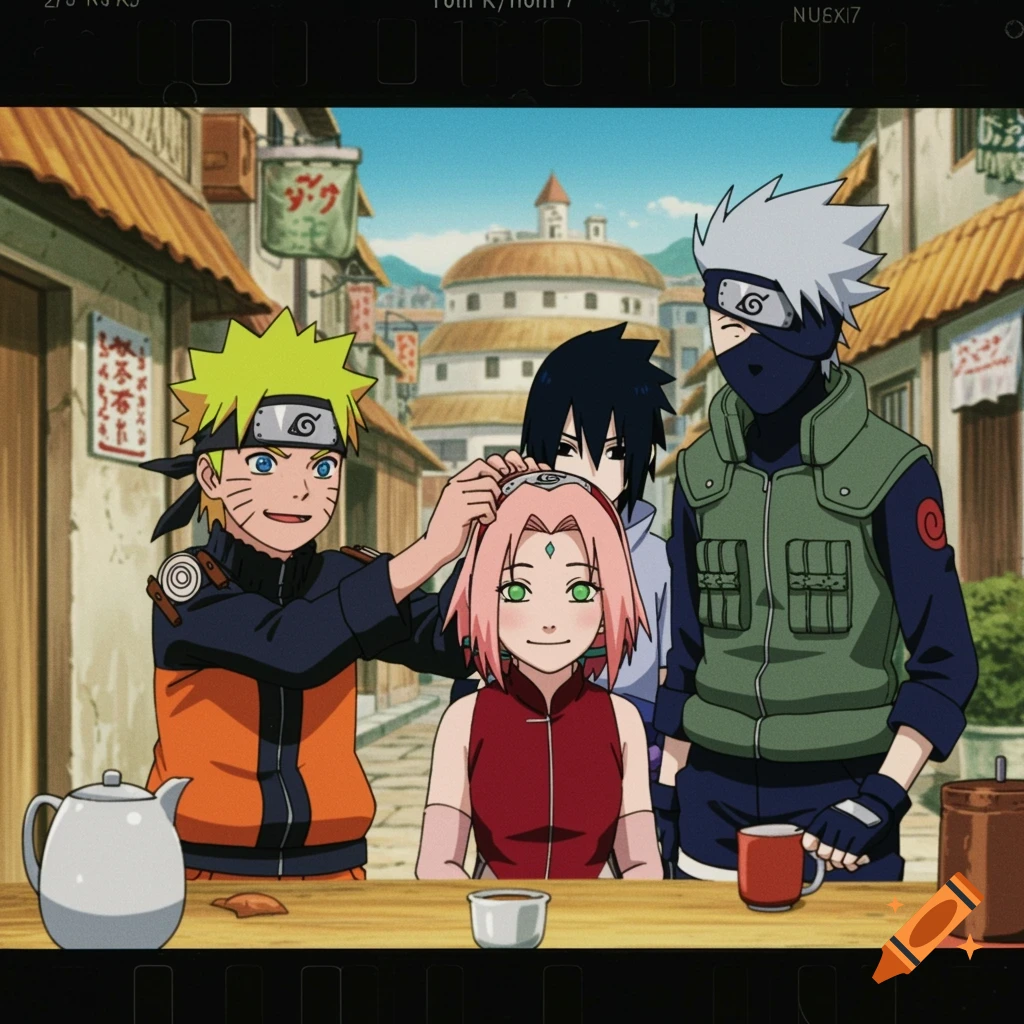 Haku and Naruto sharing a kiss on Craiyon