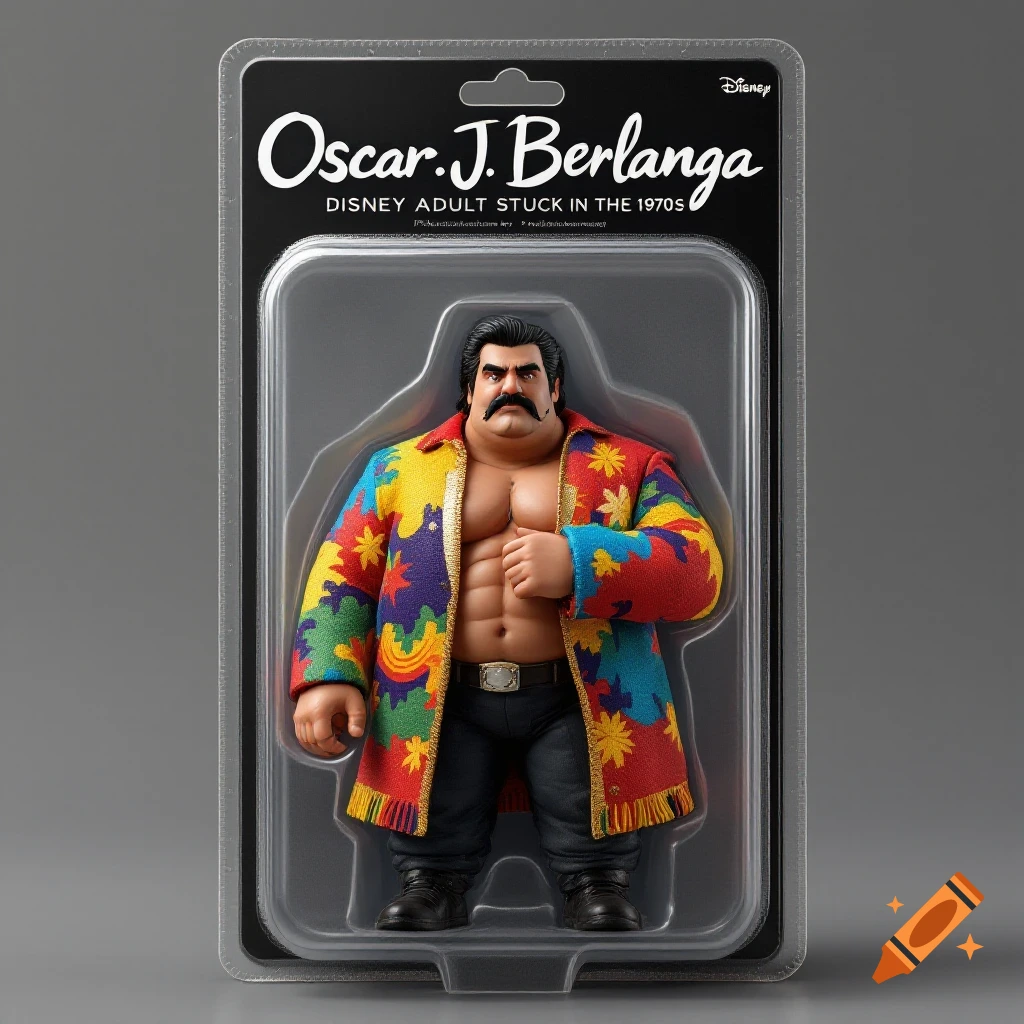 3D action figure toy of Oscar J. Berlanga in blister packaging, styled ...