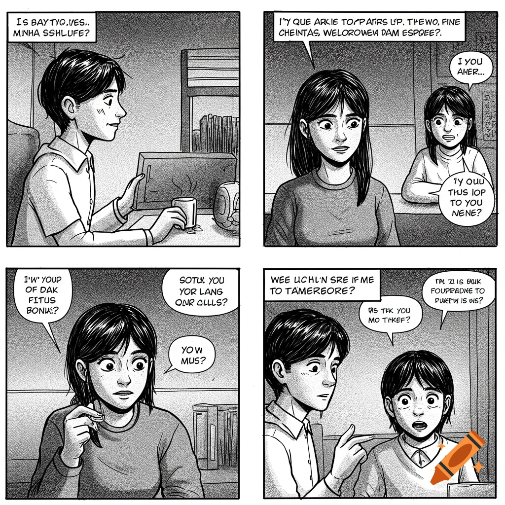 Comic illustration of a woman experiencing COVID-19 on Craiyon