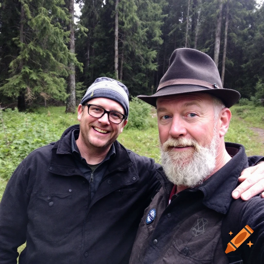 Michael Merle and Dave Scott in a British Columbia forest on Craiyon