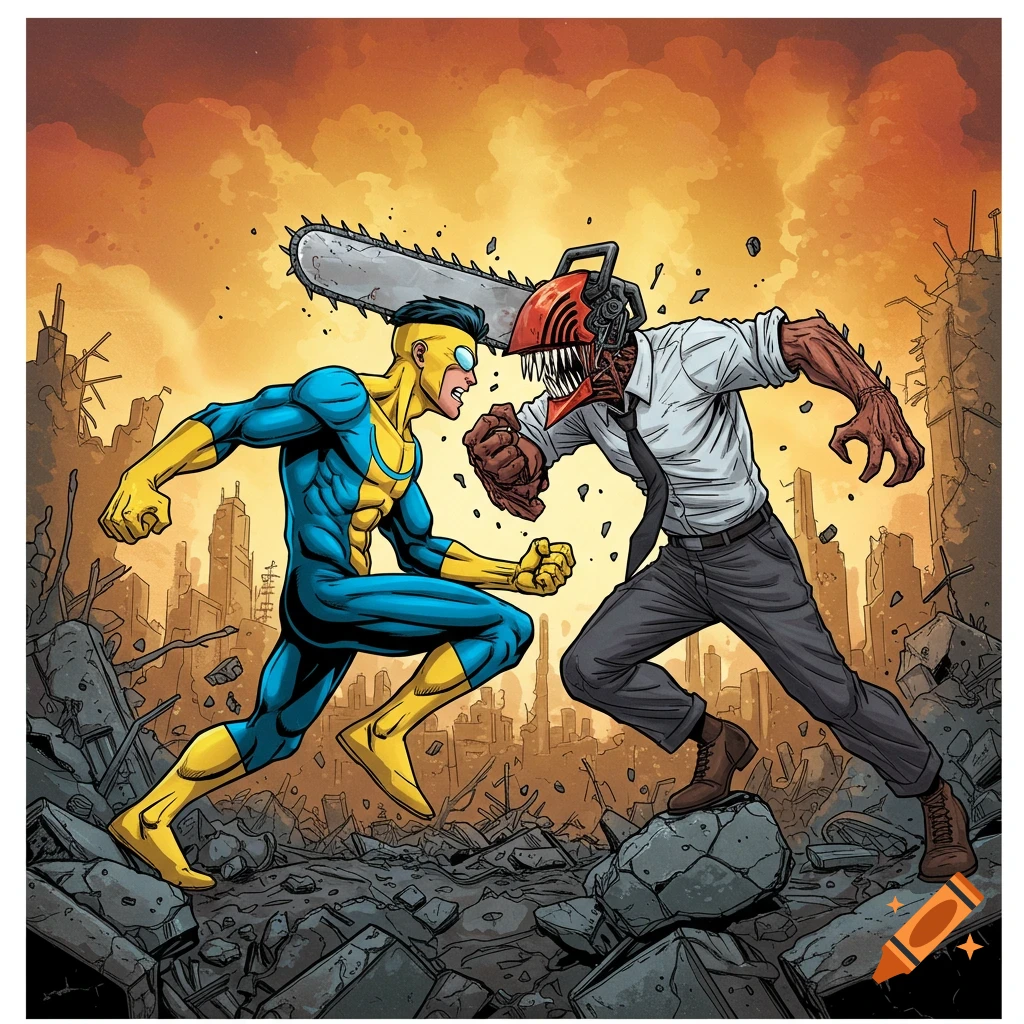 Invincible vs Chainsaw Man on Craiyon
