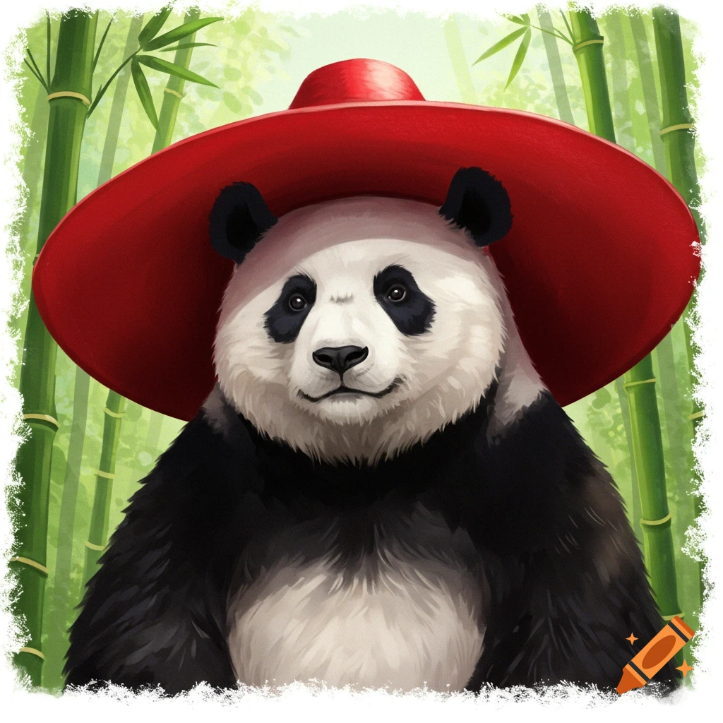 Panda wearing a red hat on Craiyon
