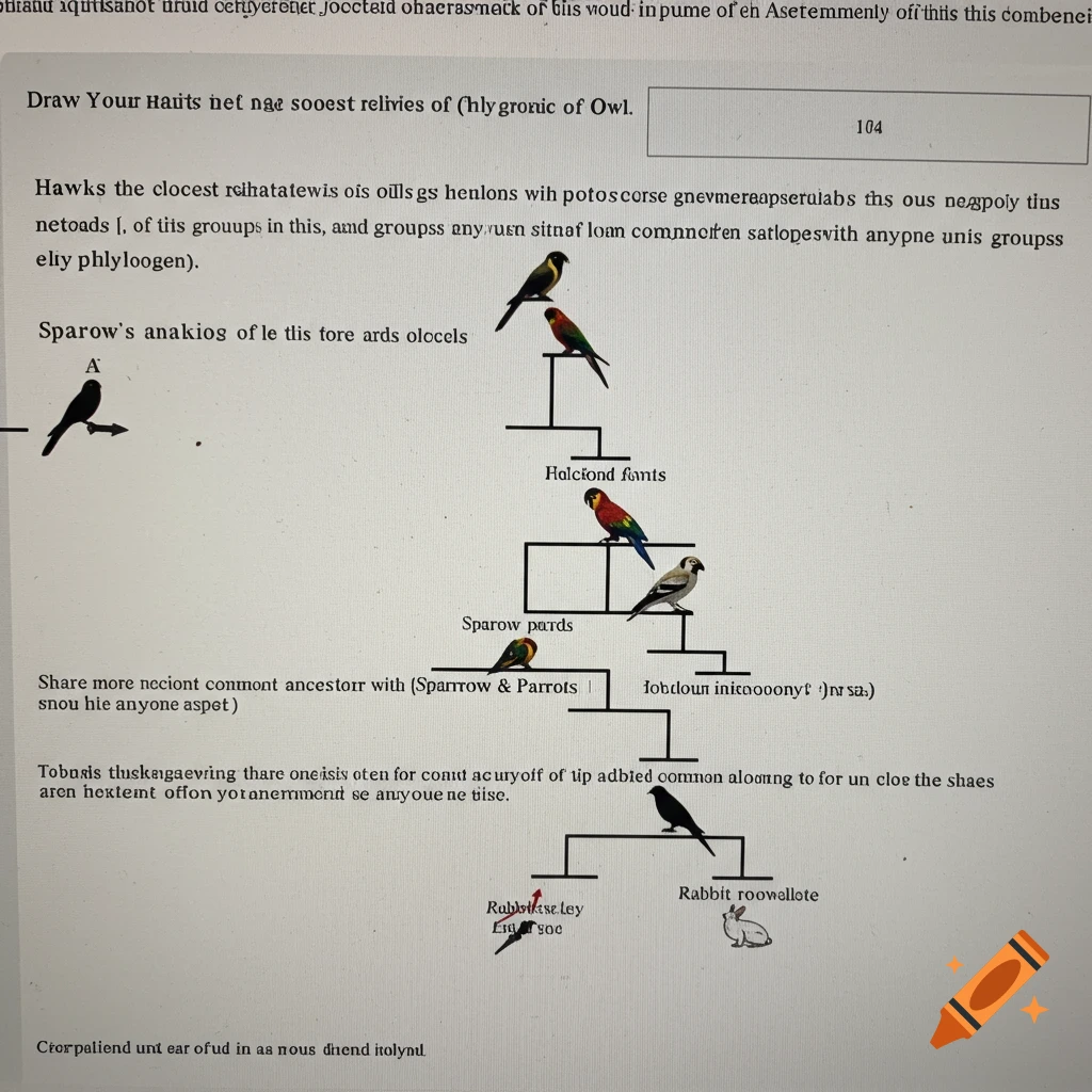 Phylogenetic tree diagram showing relationships between hawks, owls ...